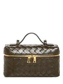 BOTTEGA  VENETA Bottega Veneta Intrecciato Leather Vanity Case Khaki/gold