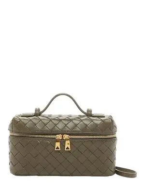 BOTTEGA  VENETA Bottega Veneta Intrecciato Leather Vanity Case Olive/light Green
