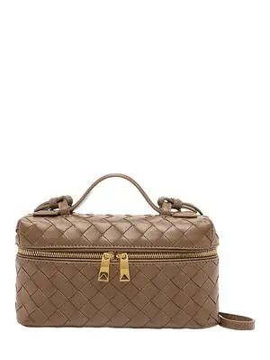 BOTTEGA  VENETA Bottega Veneta Intrecciato Leather Vanity Case Pinecone/gold