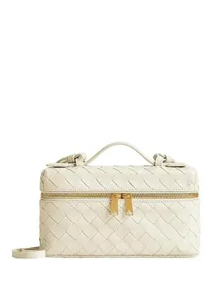 Bottega Veneta Intrecciato Leather Vanity Case - Sea Salt/barolo