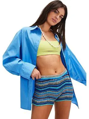 Free People Marisol Swit Brief Shorts Blueberry Combo