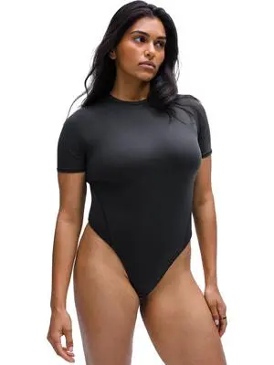 Lululemon Ultra-soft Nulu Short-sleeve Crew Thong Bodysuit - Black