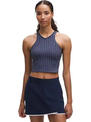 Lululemon Cropped V-neck Tennis Tank Top - Hilltop Checkerboard Shade Club Blue