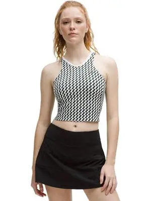 Lululemon Cropped V-neck Tennis Tank Top - Hilltop Checkerboard White Rainforest Green