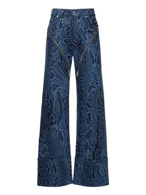 MUGLER Snake Print Jeans - Medium Blue