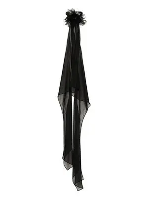 Dolce & Gabbana Floral-appliqué Silk Scarf Top - Black