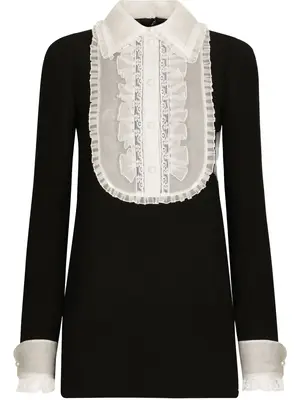 Dolce & Gabbana Bib-collar Virgin Wool-blend Minidress - Black