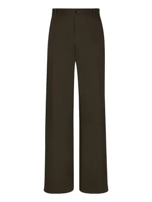 Dolce & Gabbana Wide-leg Cotton Trousers - Brown