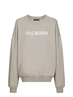 Dolce & Gabbana Logo-print Cotton-jersey Sweatshirt - Neutrals