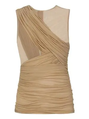 Dolce & Gabbana Ruched Tulle Tank Top - Neutrals