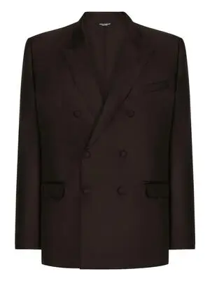 Dolce & Gabbana Double-breasted Silk Blazer - Brown