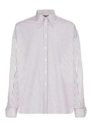 Dolce & Gabbana Oversized Striped Cotton-poplin Shirt - White