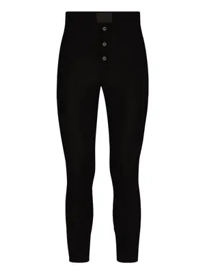 Dolce & Gabbana Ribbed Cotton Leggings - Black