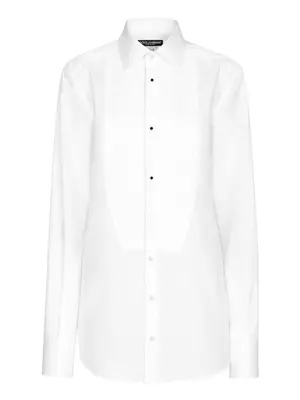 Dolce & Gabbana Bib-front Cotton Shirt - White