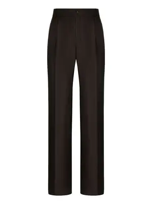 Dolce & Gabbana Tailored Silk Trousers - Brown