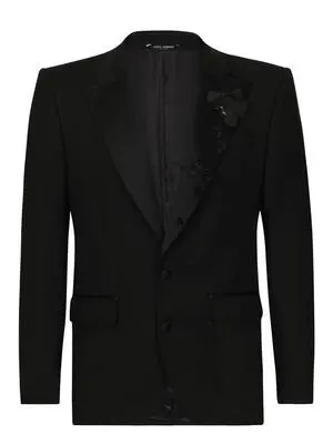 Dolce & Gabbana Floral-appliqué Single-breasted Suit - Black