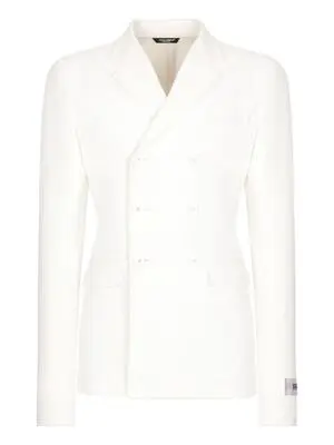 Dolce & Gabbana Double-breasted Crepe Blazer - White