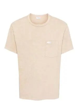 FAY Logo-appliqué Cotton T-shirt - Neutrals