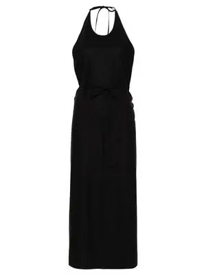 BASERANGE Apron Silk Wrap Dress - Black