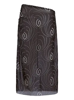 Prada Abstract-print Midi Pencil Skirt - Black