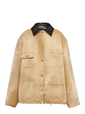 Prada Distressed Canvas Jacket - Neutrals