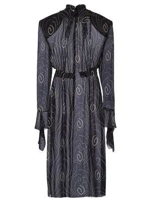 Prada Printed Georgette Midi Dress - Black