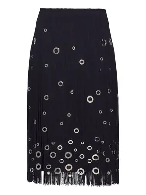 Prada Eyelet-embellished Fringe Skirt - Blue