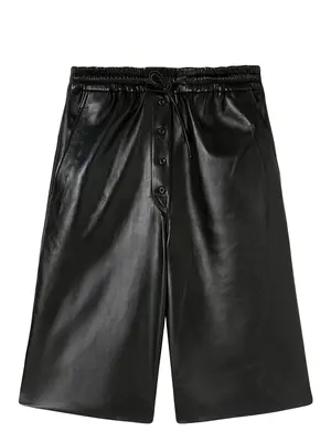 JIL SANDER Lambskin Leather Bermuda Shorts - Black