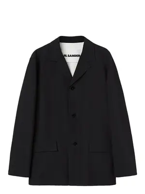 JIL SANDER Deconstructed Cotton Shirt Jacket - Black