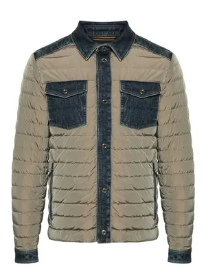 MOORER Denim-trim Quilted Jacket - Blue