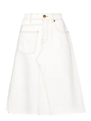 Tory Burch Deconstructed Denim A-line Skirt - Neutrals
