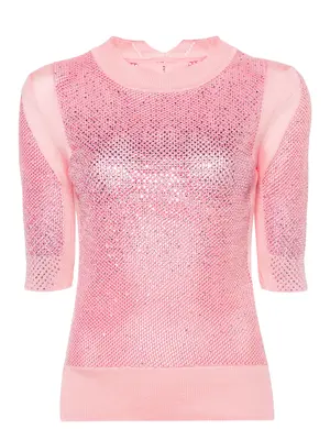 Ermanno Scervino Crystal-embellished Knit Top - Pink