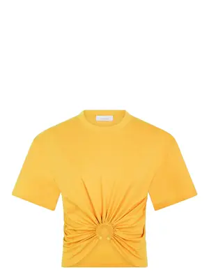 Rabanne Ring-detail Cropped T-shirt - Yellow
