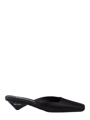 Prada Square-toe Satin Mules - Black