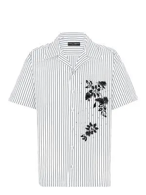 Dolce & Gabbana Floral-print Striped Shirt - White