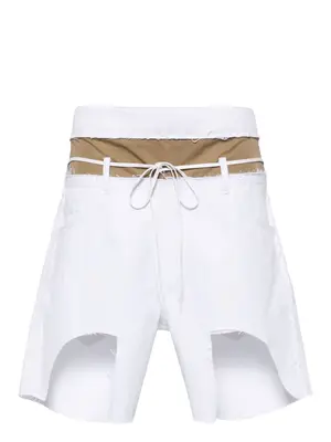 LITKOVSKA Asymmetric Layered Denim Shorts - White