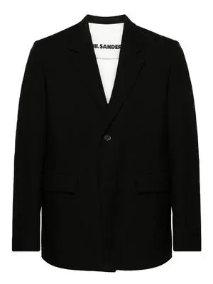 JIL SANDER Single-breasted Twill Wool Blazer - Black