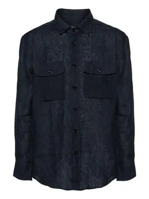 Brioni Button-up Linen Shirt - Blue