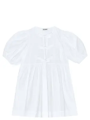 GANNI Cotton Poplin Mini Dress - White