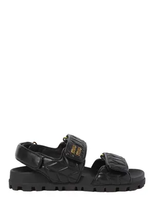 Miu Miu Matelassé Leather Sandals - Black