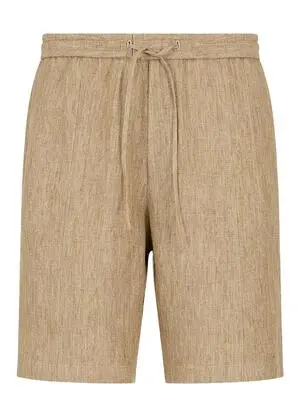 Emporio Armani Drawstring-waist Linen Shorts - Neutrals