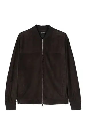 Zegna Suede Bomber Jacket - Black