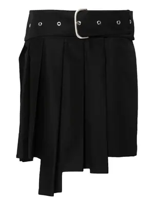 Off-White Wraparound Pleated Mini Skirt - Black