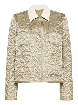 Moncler Corduroy-collar Quilted Shacket - Green