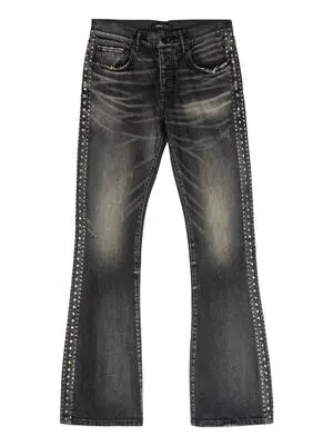 PURPLE BRAND Rhinestone-embellished Bootcut Jeans - Black