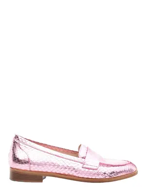 P.a.r.o.s.h Snakeskin-effect Metallic Loafers - Pink