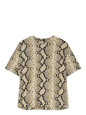 JIL SANDER Snakeskin-print Cotton T-shirt - Brown