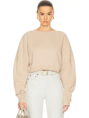 Saint Laurent Cropped Sweatshirt - Poudre