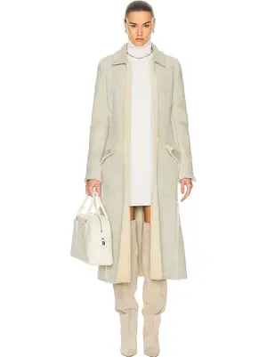 Chanel Vintage Shearling Coat - Light Grey