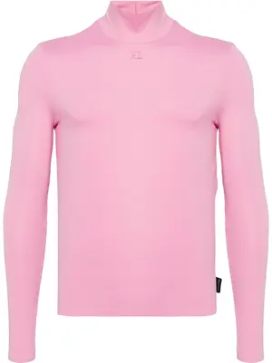 COURREGES Logo-appliqué Top - Pink